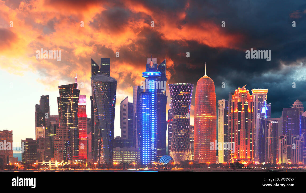 Skyline of Qatar city, Doha Stock Photo - Alamy