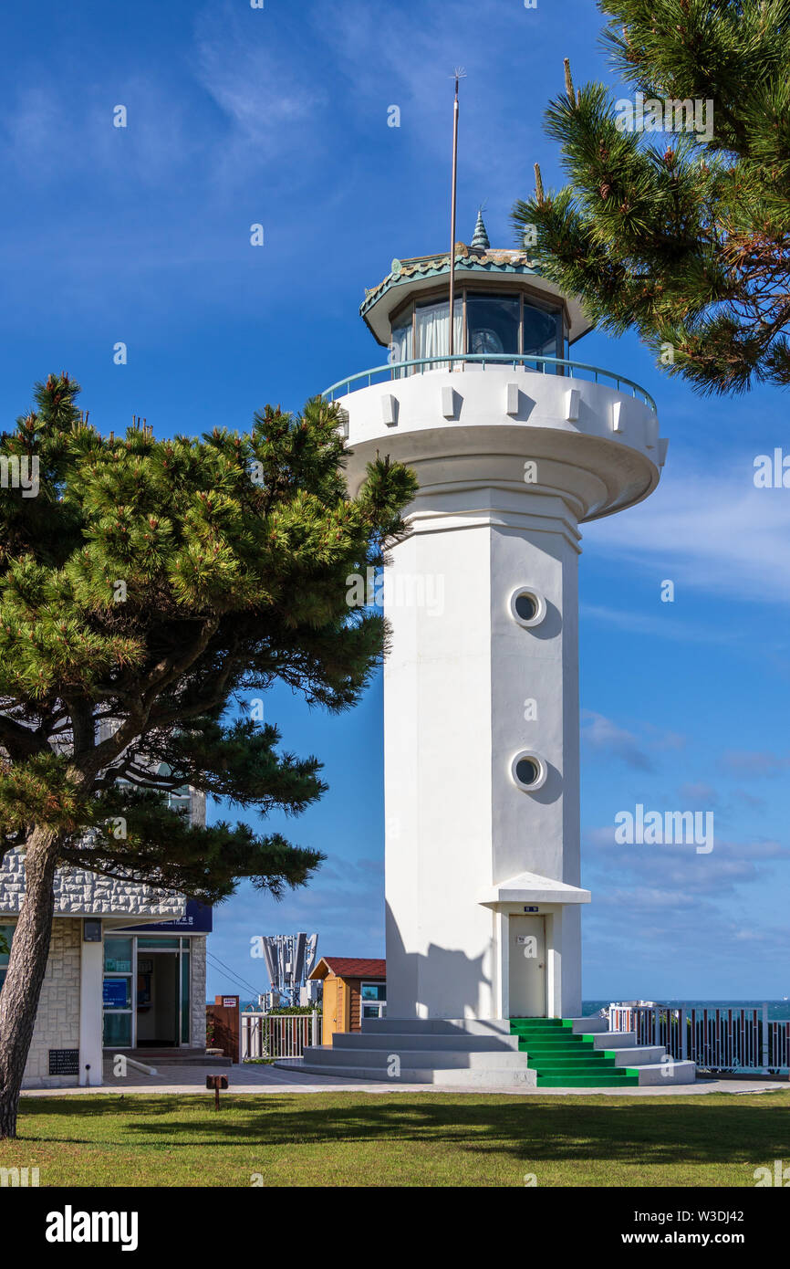 Detail view on main Ganjeolgot Lighthouse, upper direction light near ...