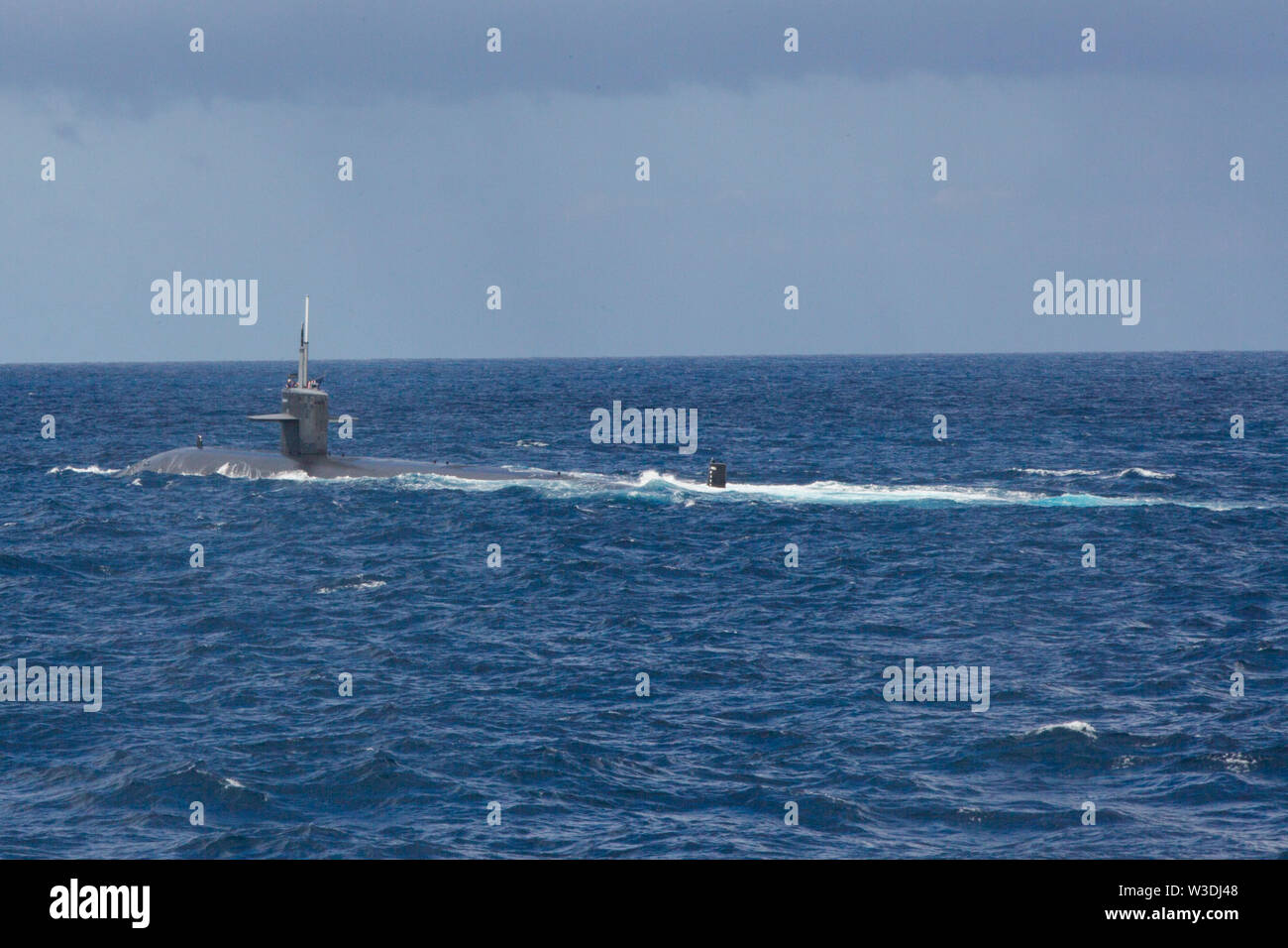 Los Angeles-class attack submarine USS Key West (SSN 722) transits ...