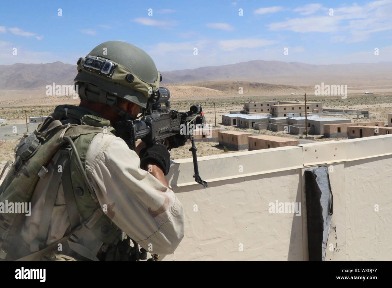 An 11th Armored Cavalry Regiment Trooper surveys the battlefield in the ...