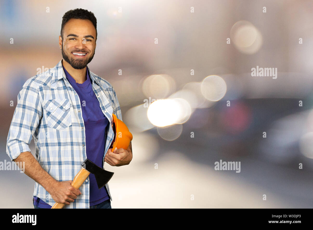 handsome happy workman Stock Photo - Alamy