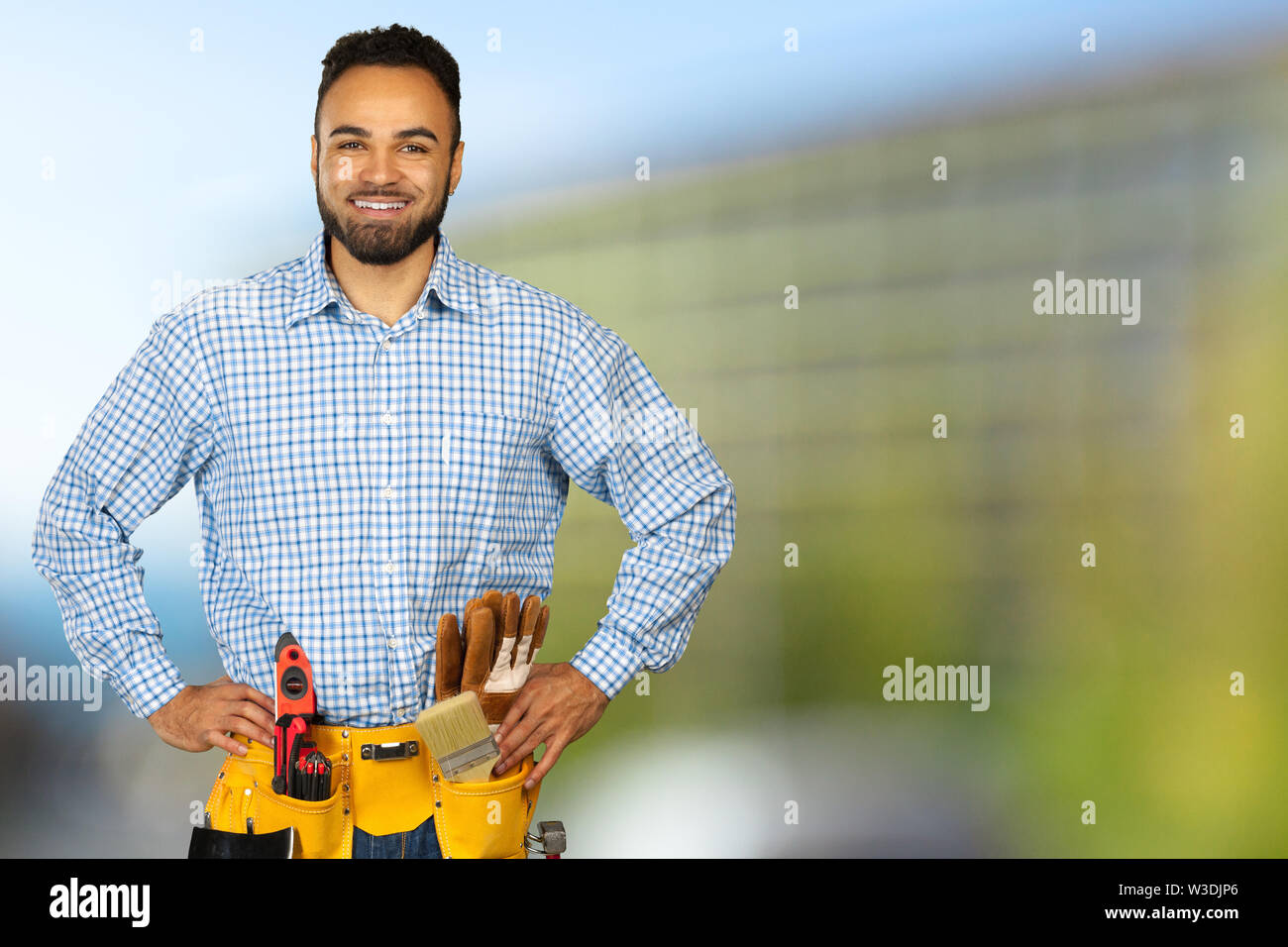handsome happy workman Stock Photo - Alamy