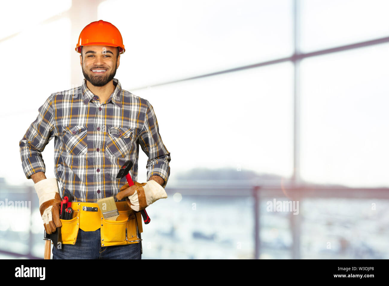 handsome happy workman Stock Photo - Alamy