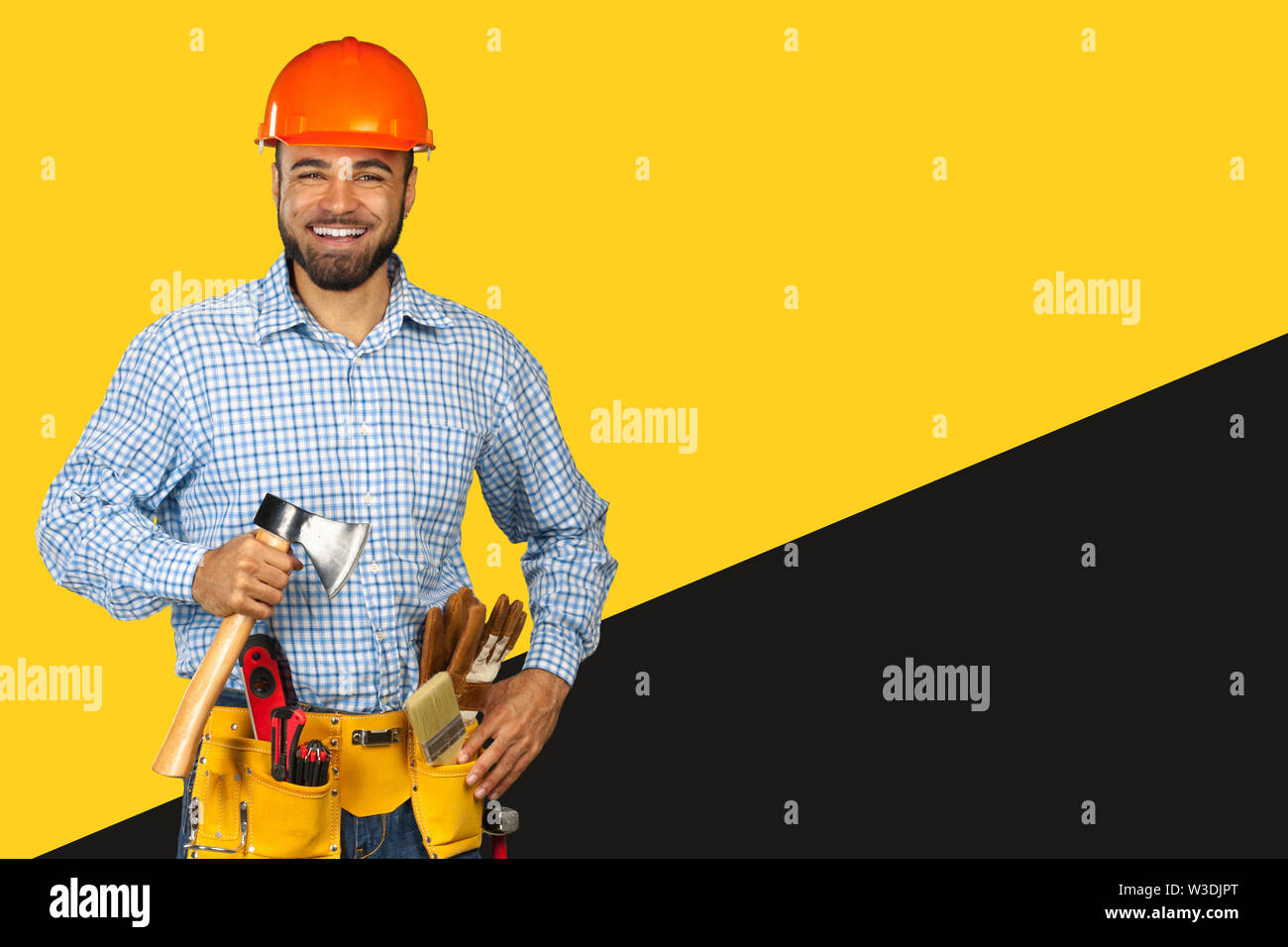 handsome happy workman Stock Photo - Alamy