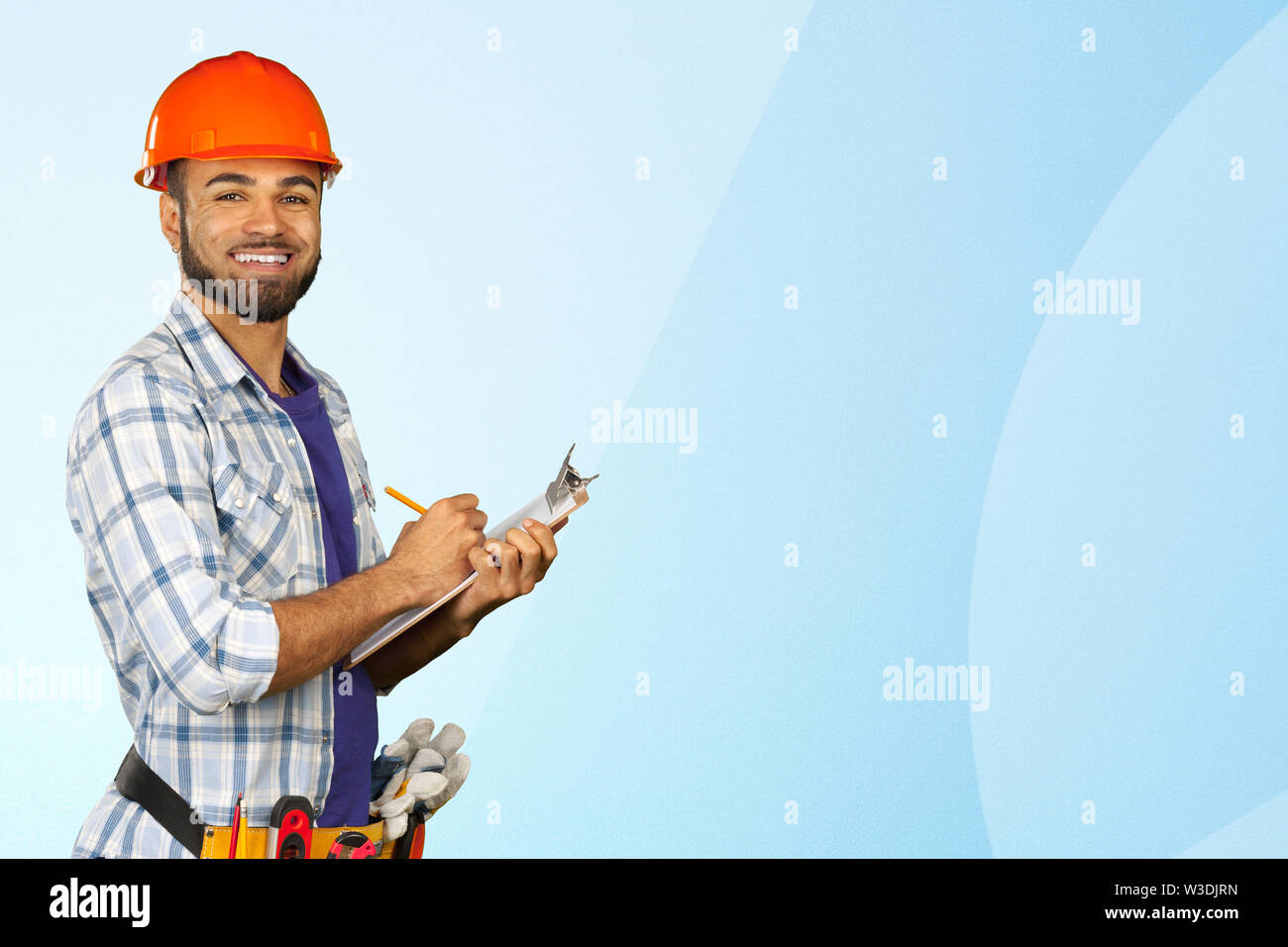 handsome happy workman Stock Photo - Alamy