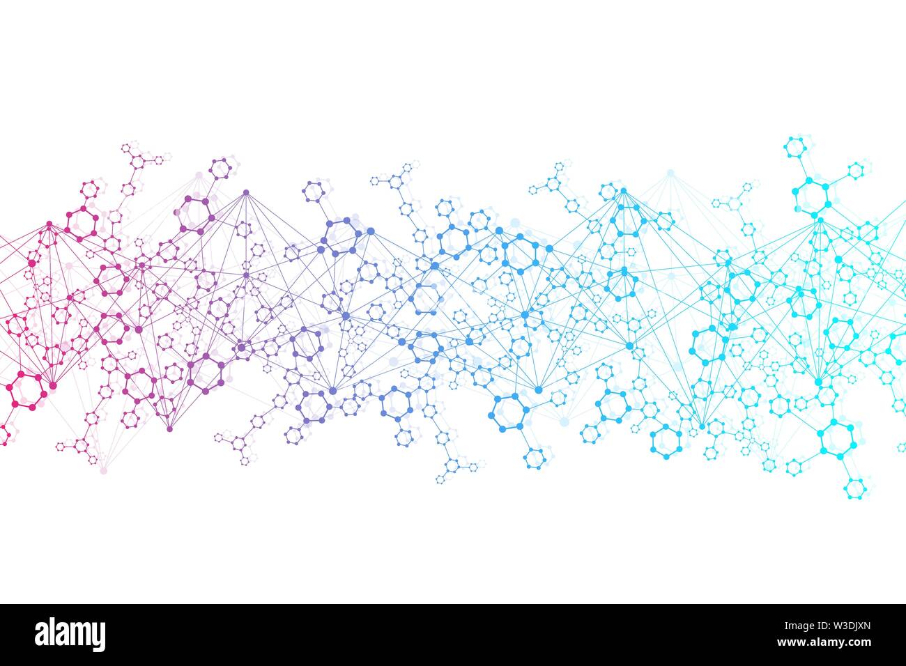 Science network pattern, connecting lines and dots. Technology hexagons structure or molecular ...