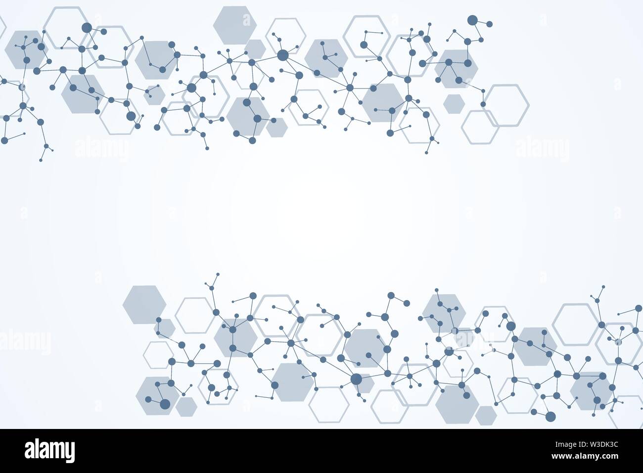 Science network pattern, connecting lines and dots. Technology hexagons ...