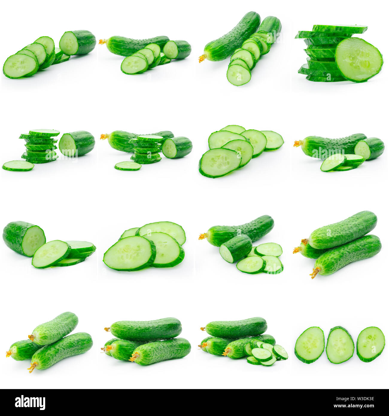 Collage of cucumber isolated on white Stock Photo - Alamy