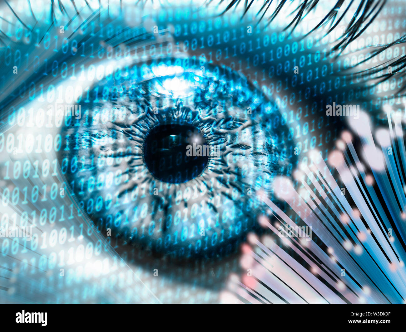 digital eye concept photo. fiber optic cable internet speed and secure ...