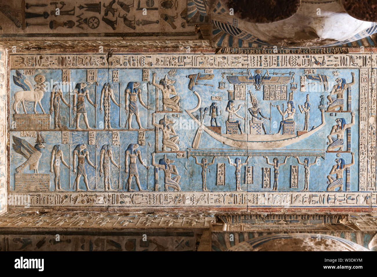 Scene in Denderah Temple, Qena Town, Egypt Stock Photo - Alamy