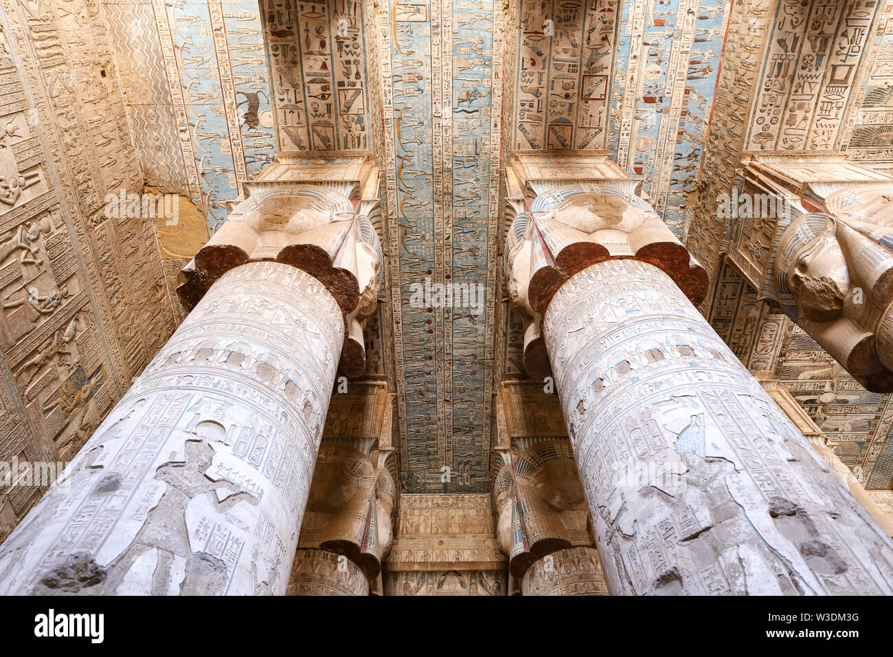 Columns in Denderah Temple, Qena Town, Egypt Stock Photo - Alamy