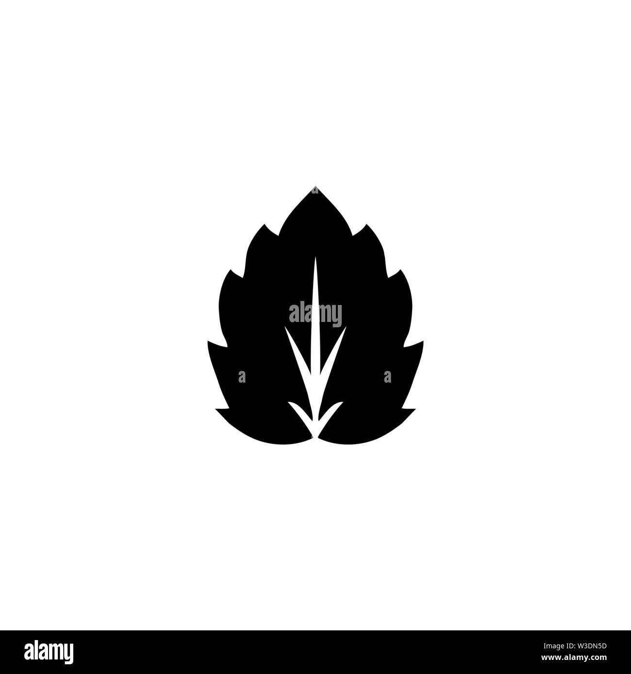 Spiky Leaf, Plant Herb. Flat Vector Icon illustration. Simple black ...
