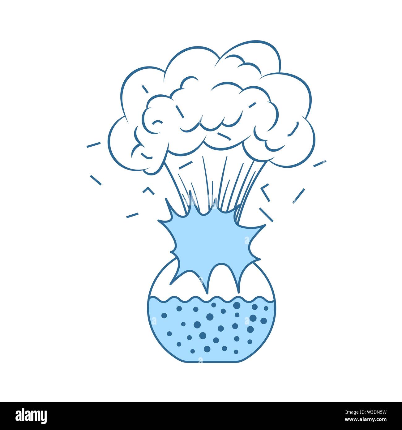 Icon Explosion Of Chemistry Flask. Thin Line With Blue Fill Design ...