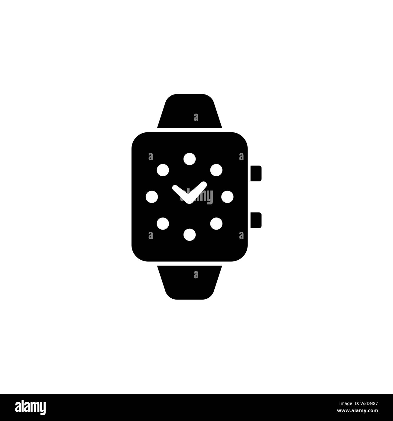 Smart Watch, Digital Clock. Flat Vector Icon illustration. Simple black ...