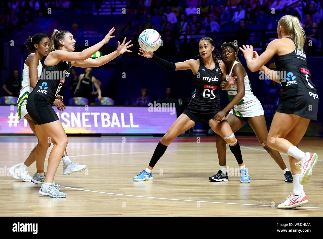 New Zealand's Maria Folau (centre) in action during the Netball World ...