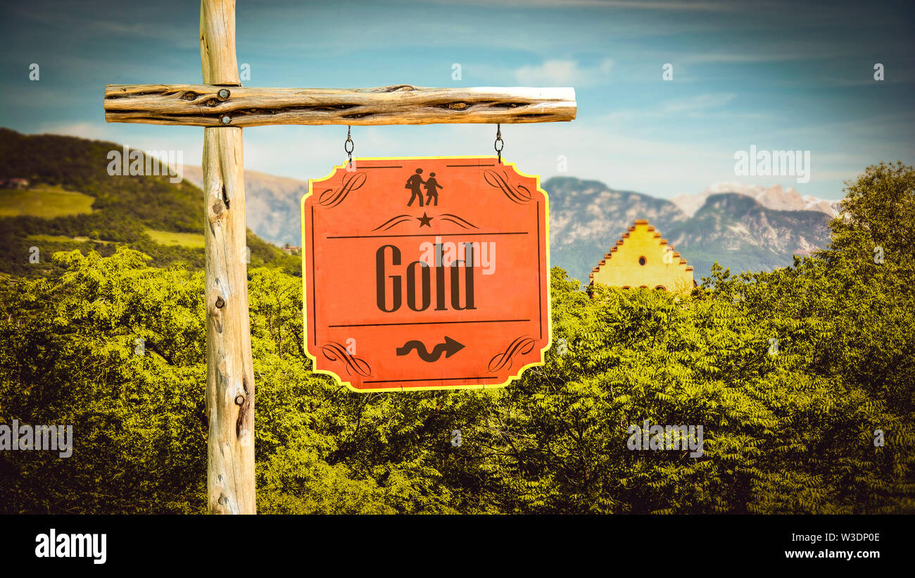 Street Sign the Direction Way to Gold Stock Photo - Alamy