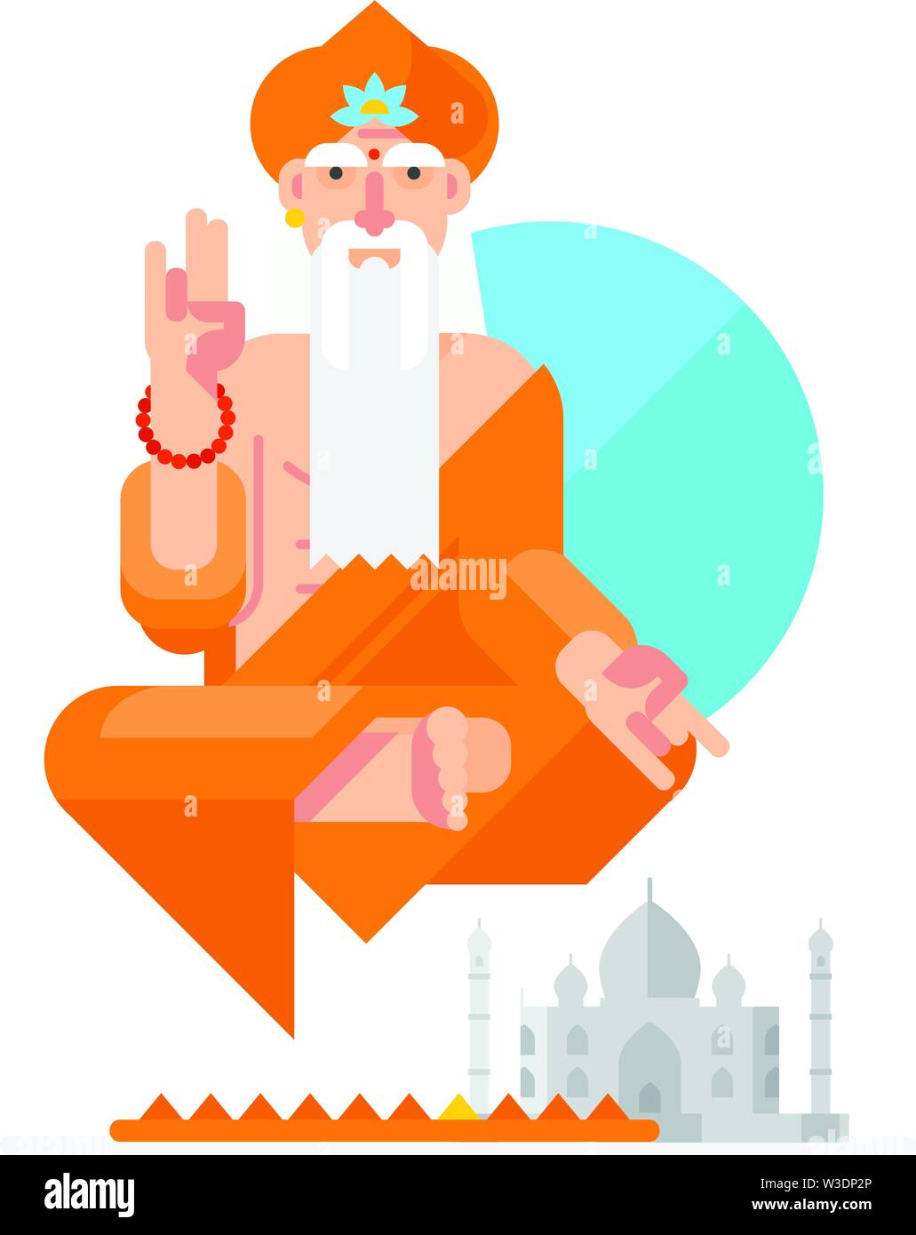 Yogi in the style of the cartoon. Isolated object on white background ...