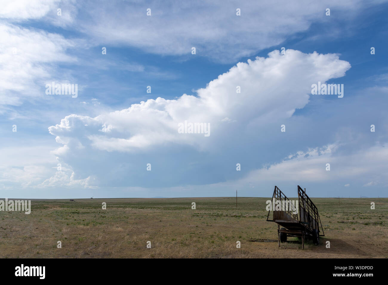 Trailer in front of a developing supercell in New Mexico, USA Stock ...