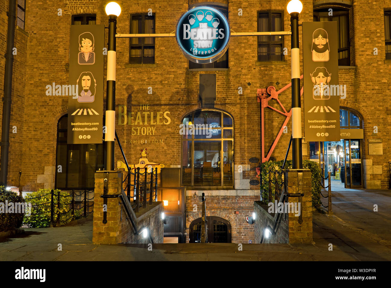 The Beatles Story at Liverpool's Royal Albert Dock at night Stock Photo ...
