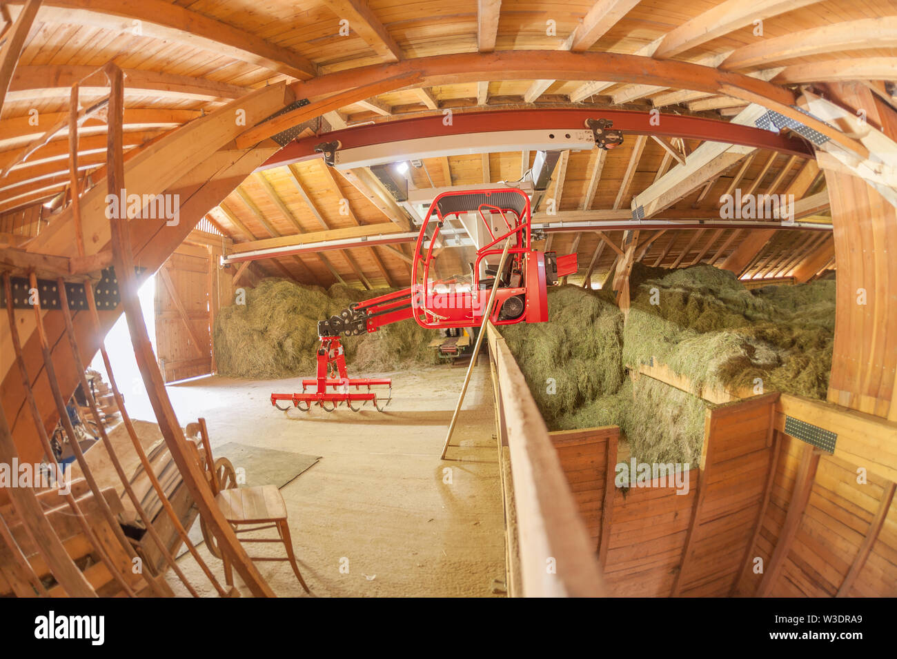 modern new hayloft during haymaking Stock Photo - Alamy