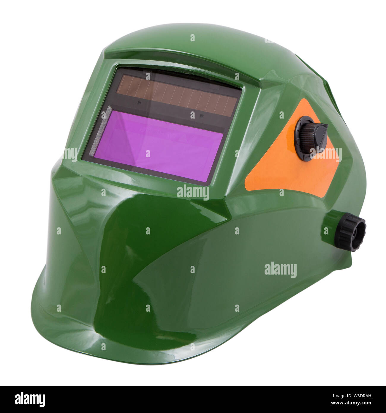 Green welding mask with chameleon glass isolated white background Stock ...