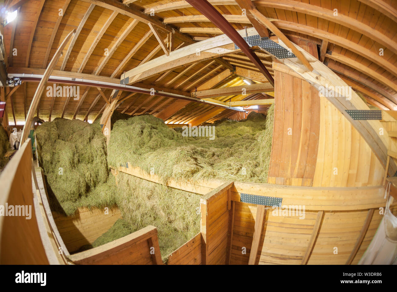 modern new hayloft during haymaking Stock Photo - Alamy