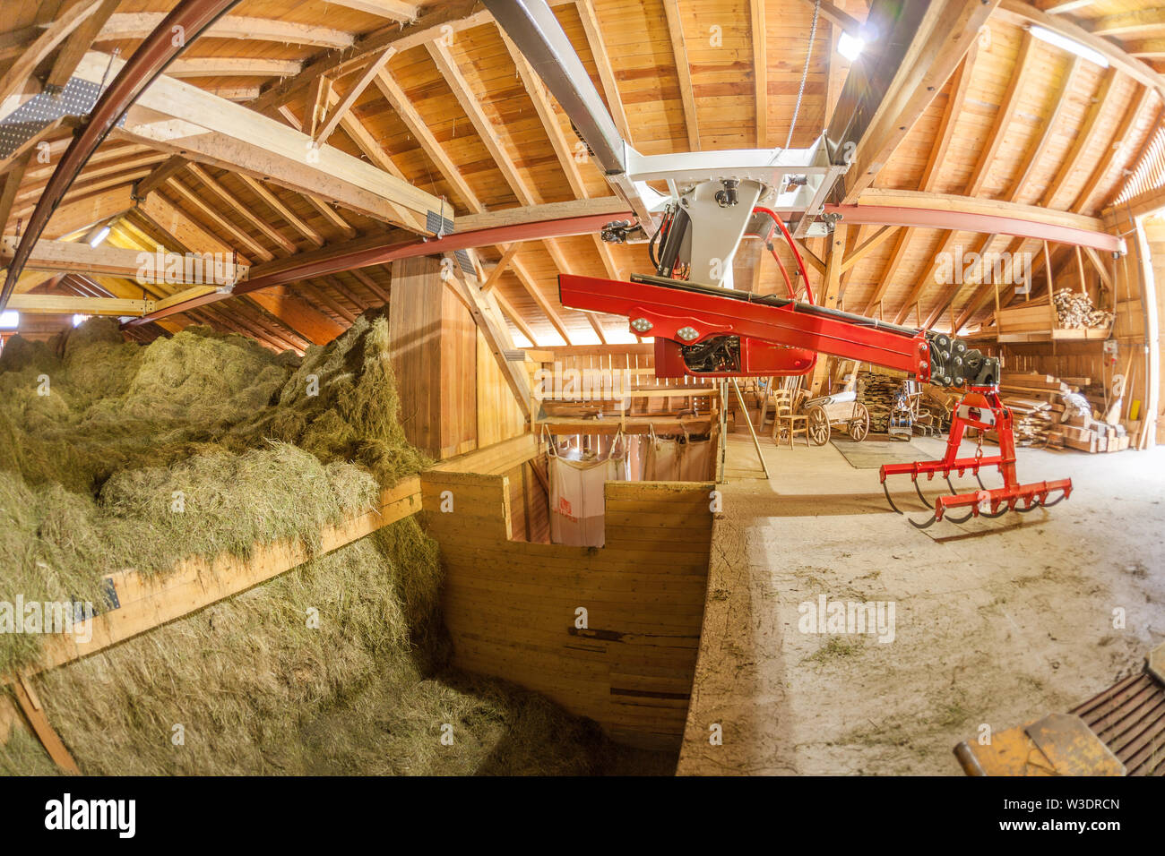 modern new hayloft during haymaking Stock Photo - Alamy