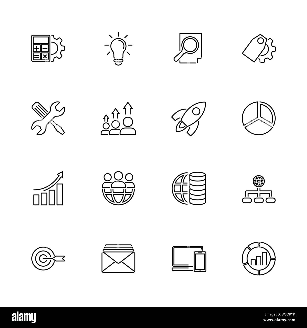 Seo Optimization, Idea outline icons set - Black symbol on white ...