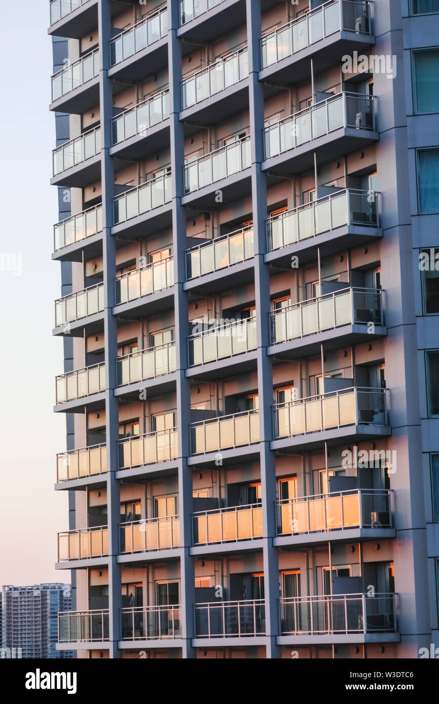 Japan, Honshu, Tokyo, Toyosu, Shinonome, Modern Apartment Buildings ...