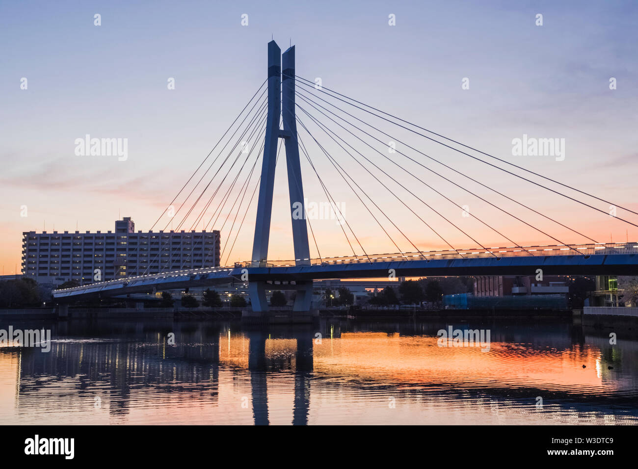 Japan, Honshu, Tokyo, Toyosu, Shinonome, Sakurabashi Bridge at Dawn ...