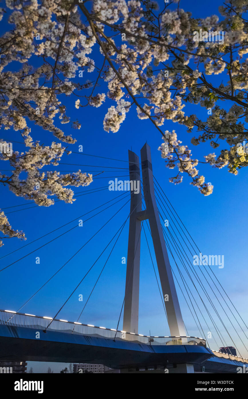 Japan, Honshu, Tokyo, Toyosu, Shinonome, Sakurabashi Bridge Stock Photo ...