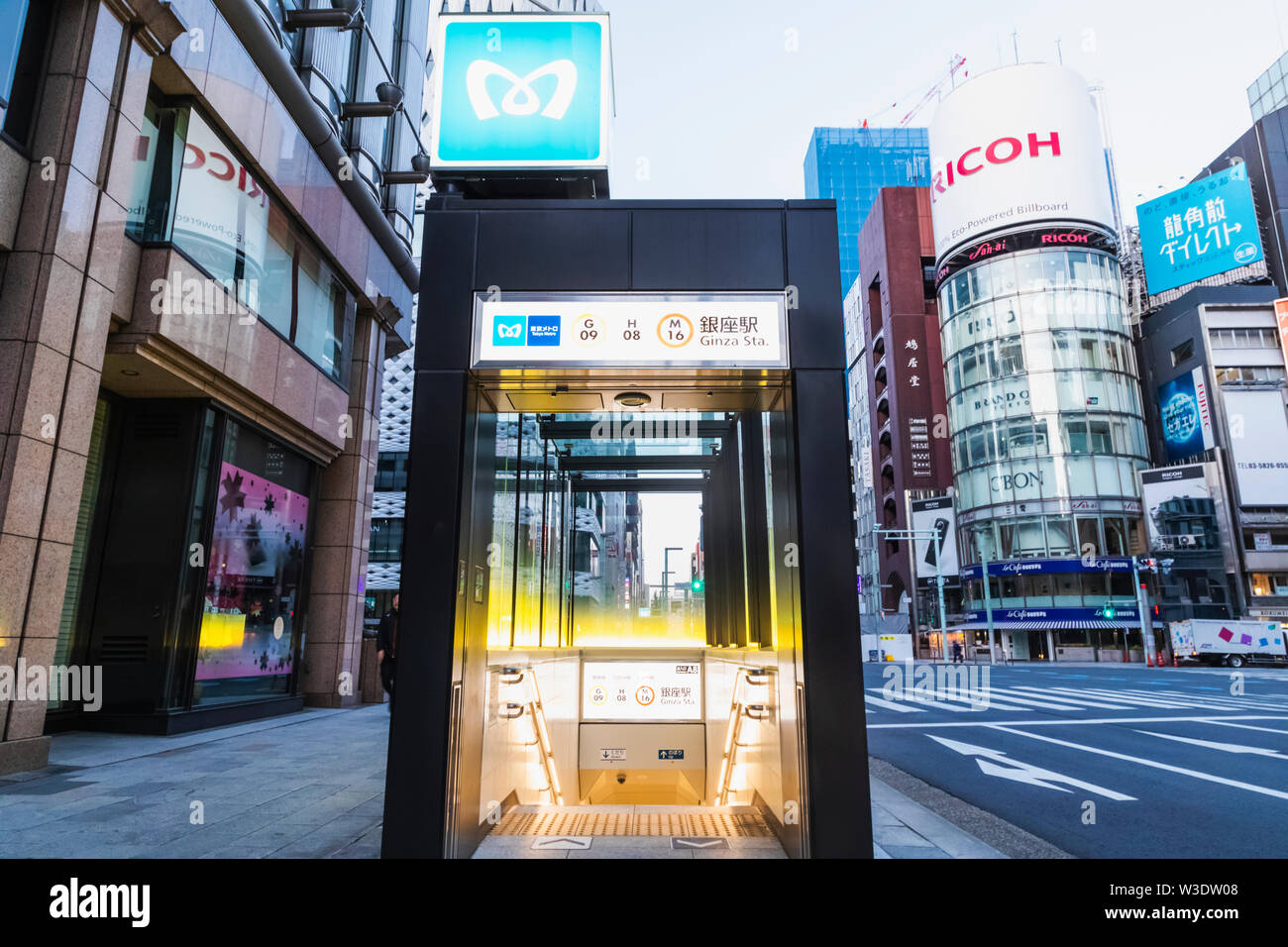 Japan, Honshu, Tokyo, Ginza, Street Level Subway Entrance Stock Photo ...