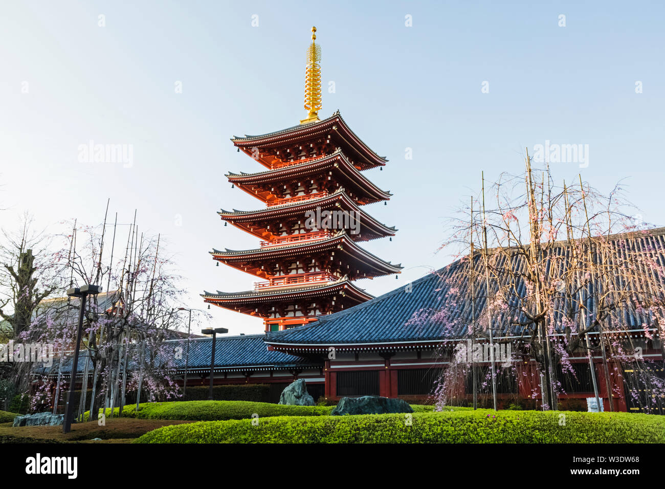 Japan, Honshu, Tokyo, Asakusa, Sensoji Temple, Five-story Pagoda Stock ...