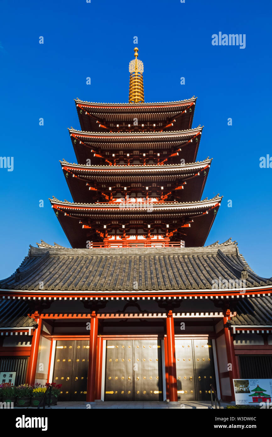 Japan, Honshu, Tokyo, Asakusa, Sensoji Temple, Five-story Pagoda Stock ...