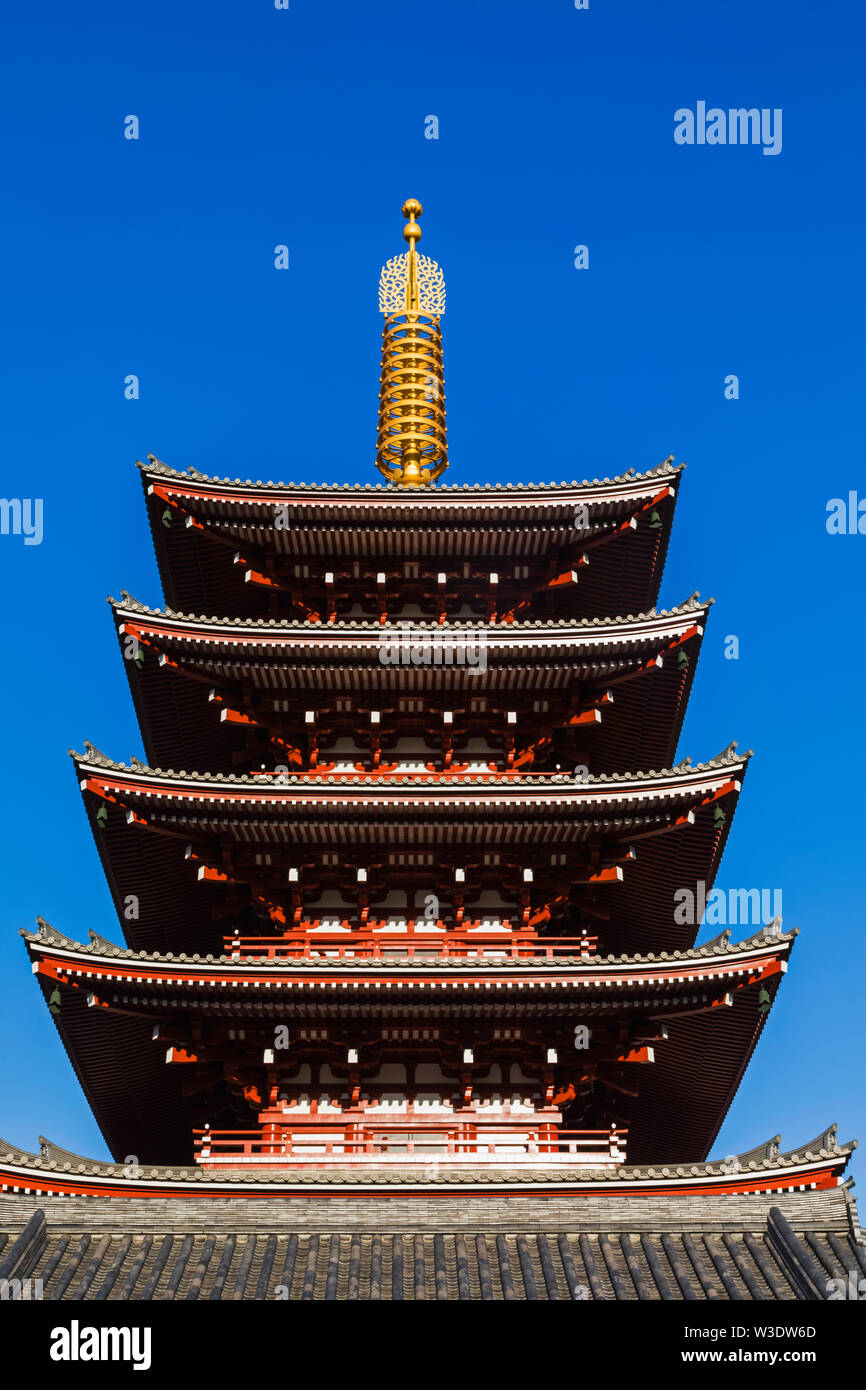Japan, Honshu, Tokyo, Asakusa, Sensoji Temple, Five-story Pagoda Stock ...