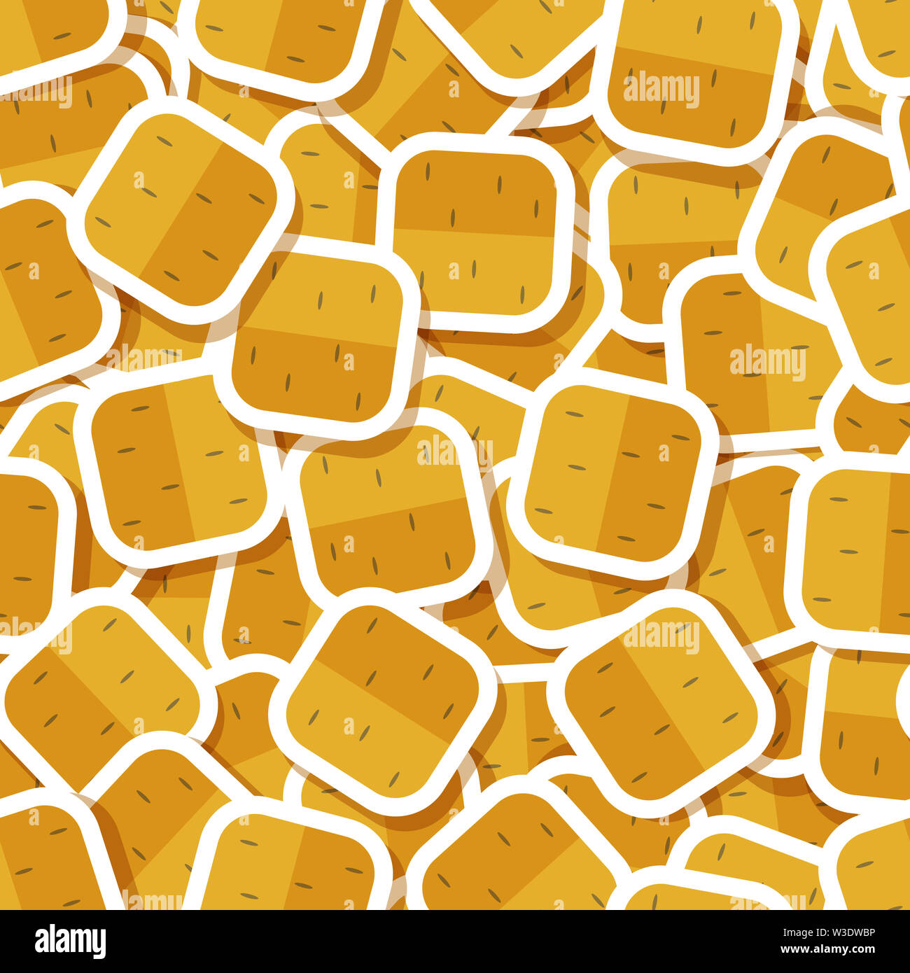 Brown potato vegetable sticker seamless pattern. Modern patch texture ...
