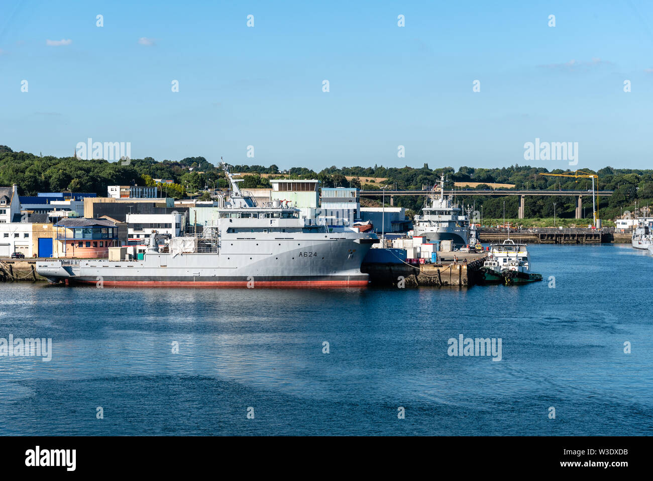 Pont-Aven, France - August 5, 2018: Military harbour in Concarneau ...