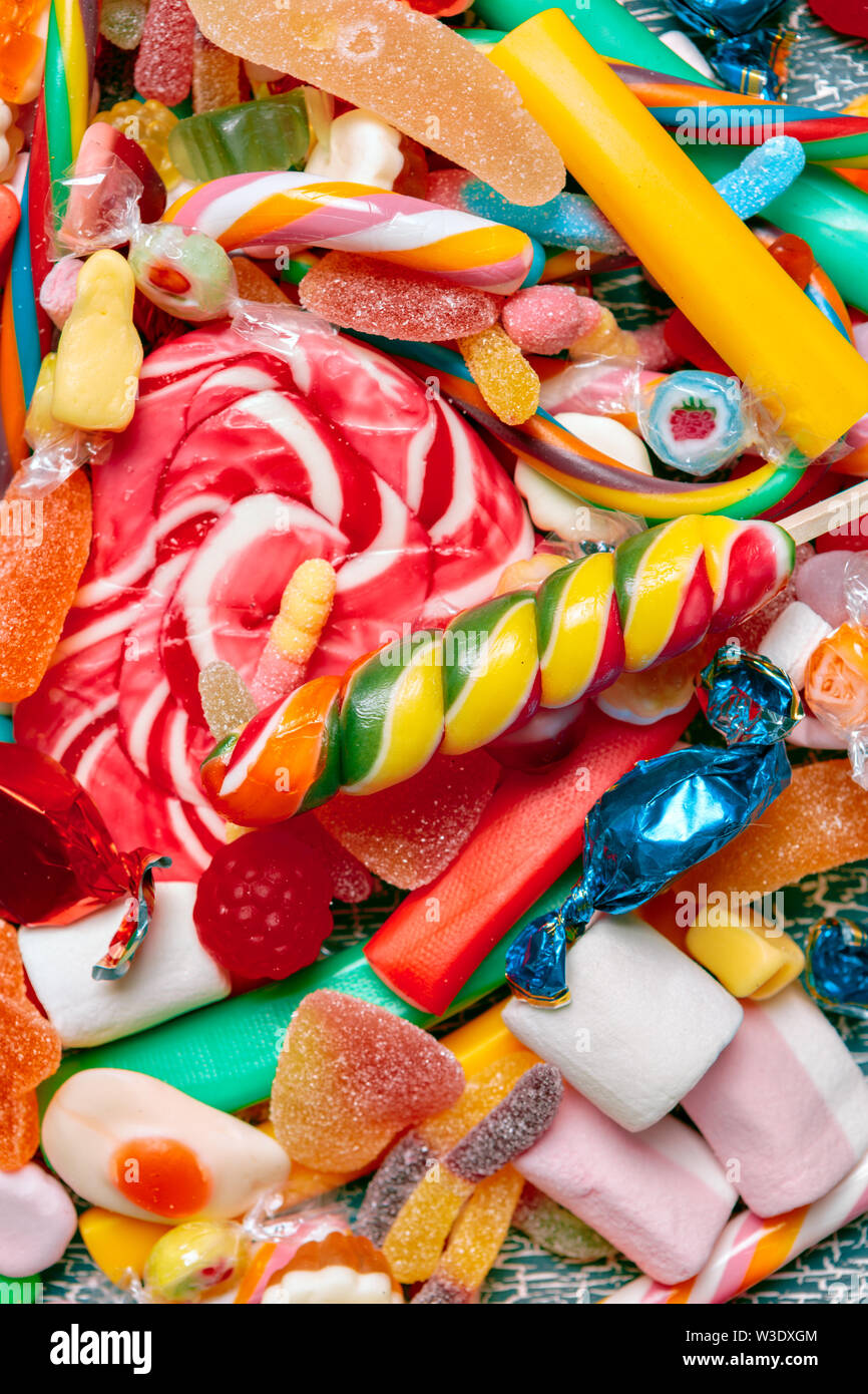 Different colorful fruit candy Stock Photo - Alamy