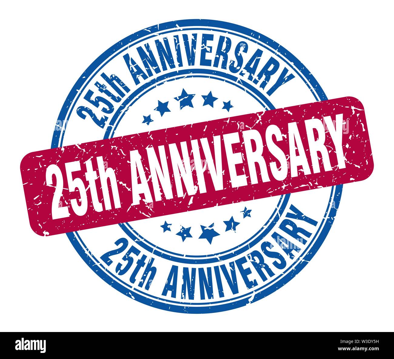 25th anniversary stamp. 25th anniversary round grunge sign. 25th ...