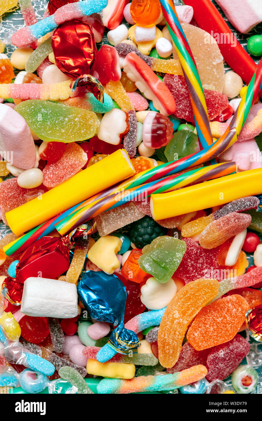 Different colorful fruit candy Stock Photo - Alamy