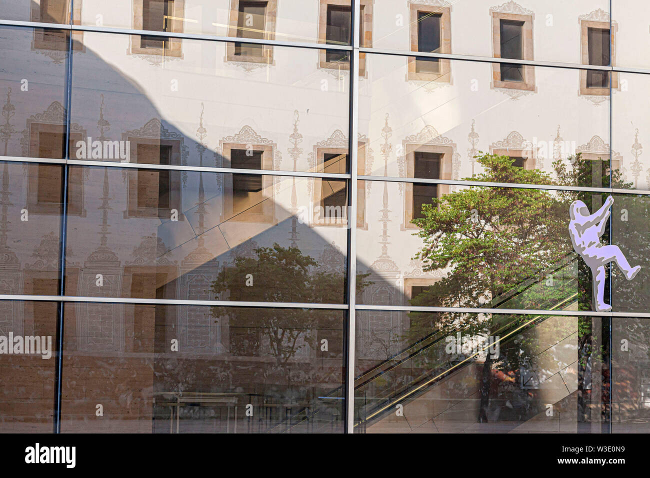 Barcelona, Spain. CCCB, Cultural center in El Raval quarter. Reflection ...