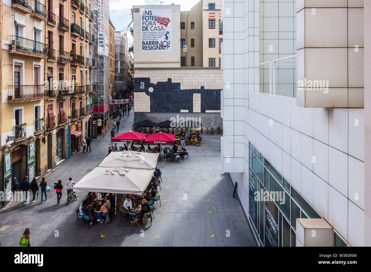 Barcelona, Spain. Square, Plaza Angels close to MACBA museum in El ...
