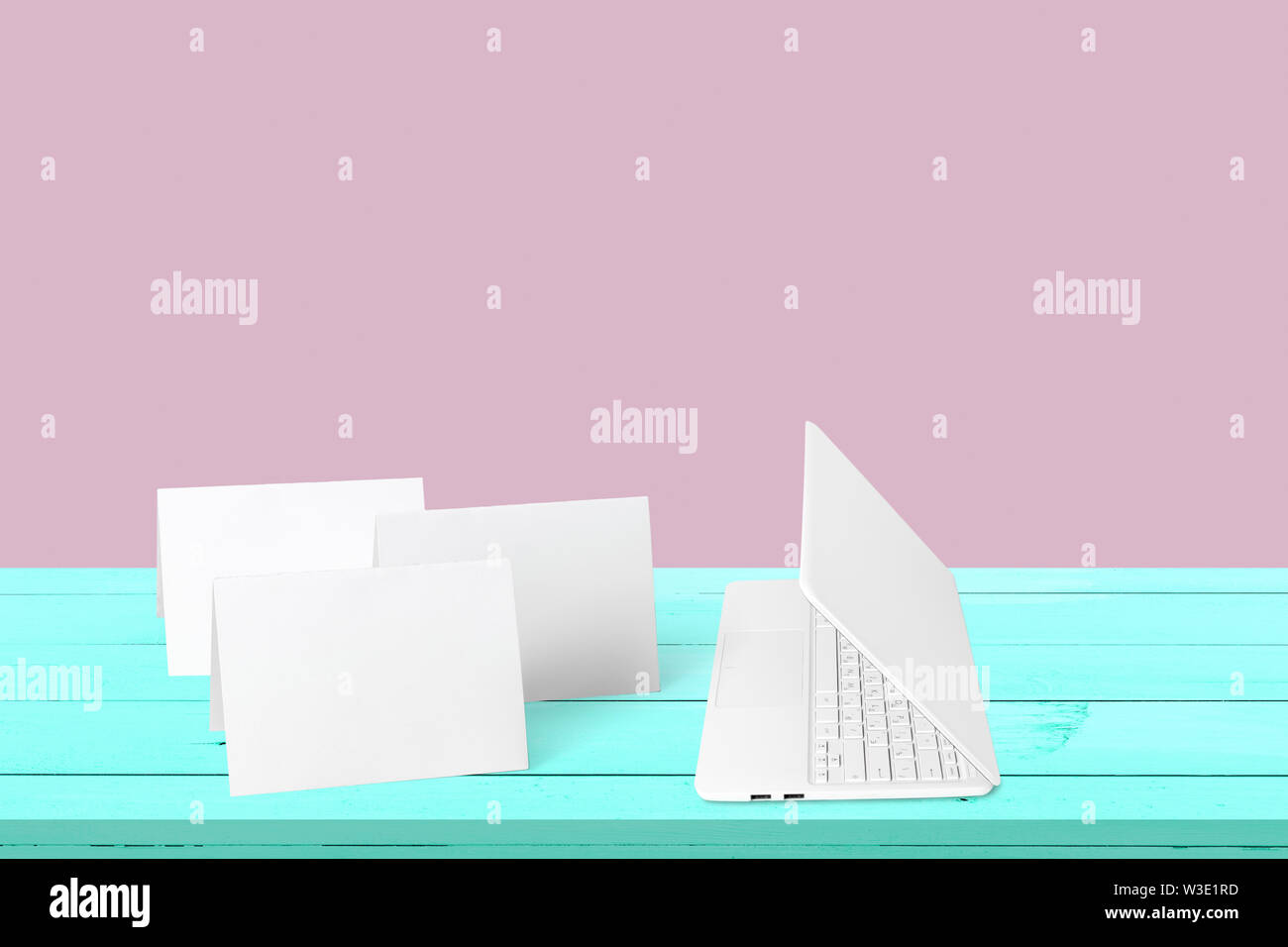 Open laptop top view with colorful screen hi-res stock photography and ...