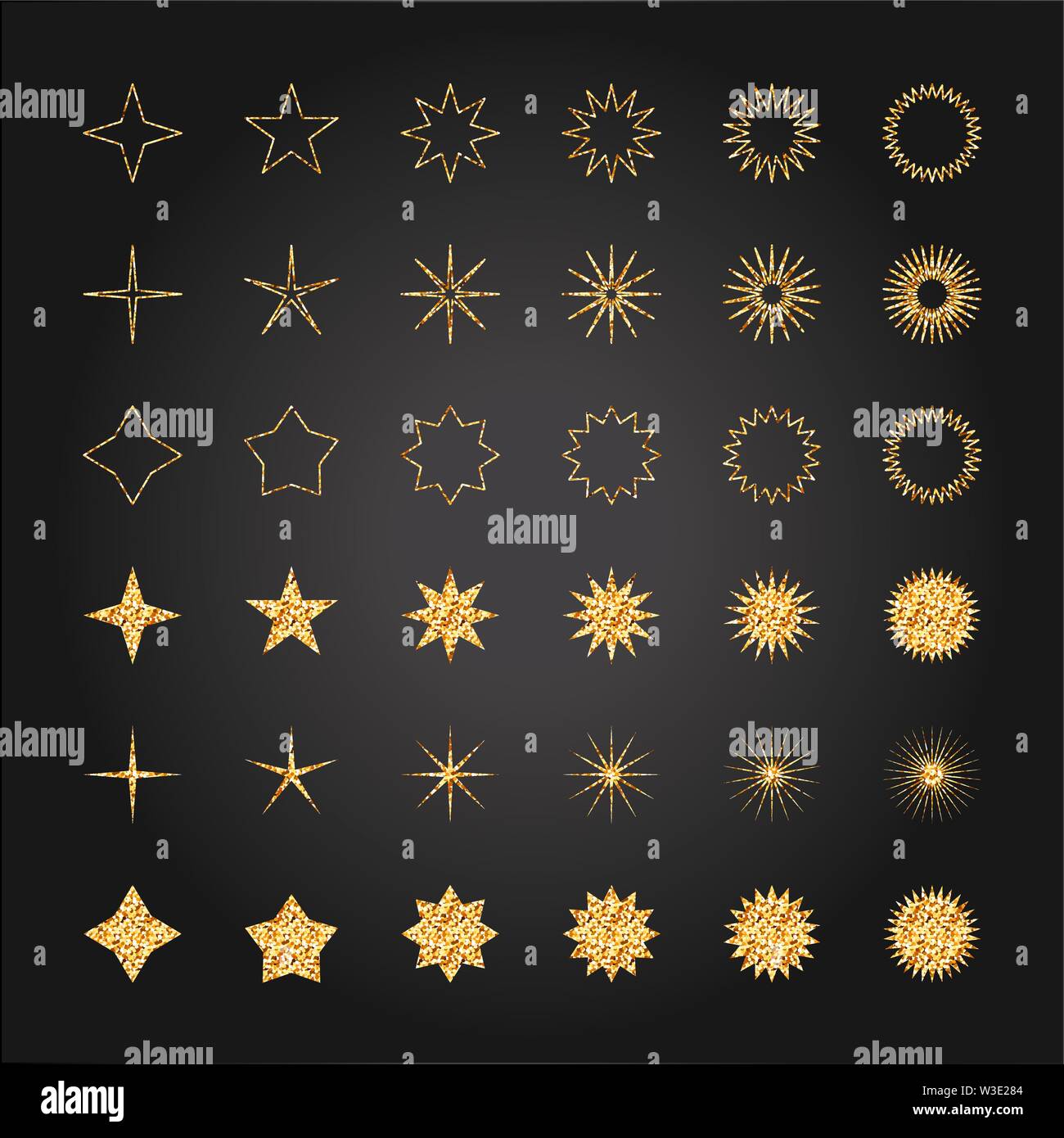 Set of gold luxury fashion shiny star Stock Vector Image & Art - Alamy