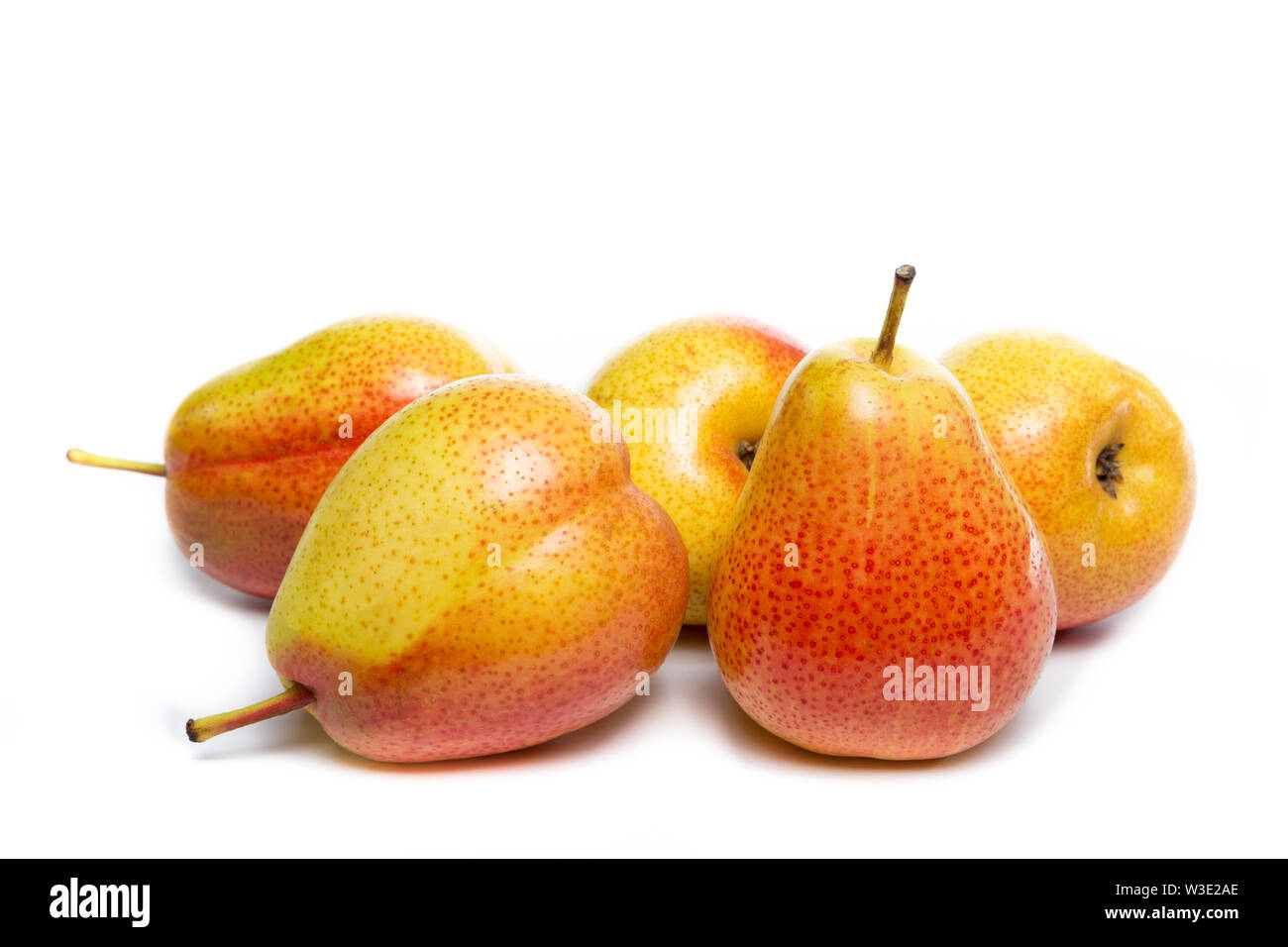 ripe red yellow pear fruits isolated on white background Stock Photo ...