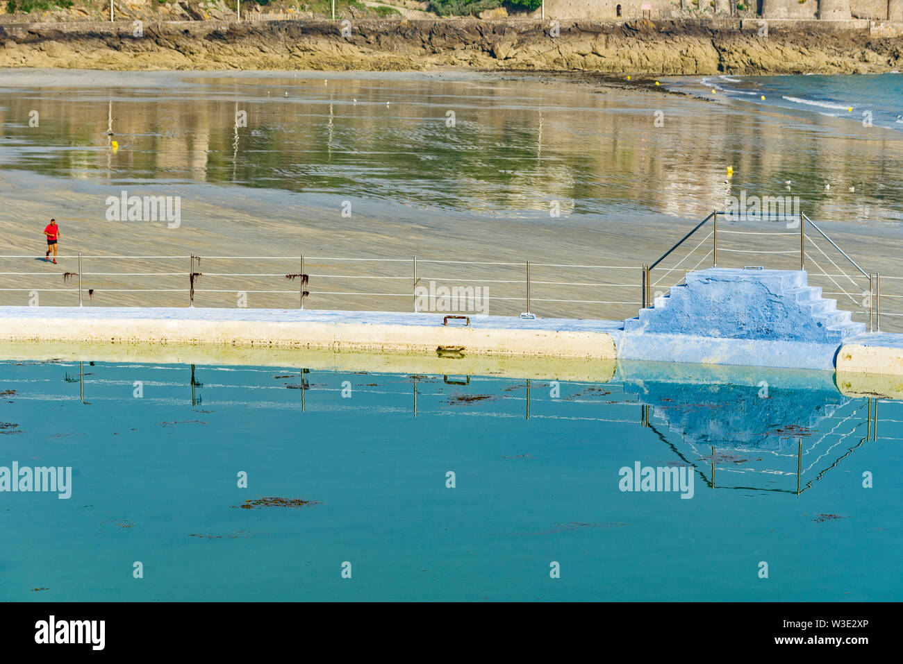 seawater pool on the beach of the Ecluse in Dinard in Brittany. France ...
