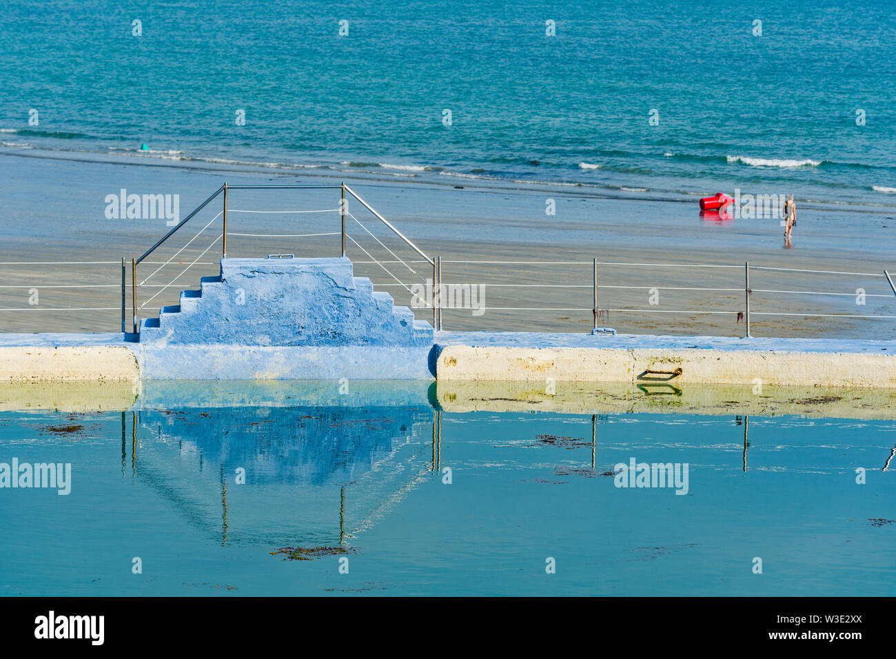 seawater pool on the beach of the Ecluse in Dinard in Brittany. France ...