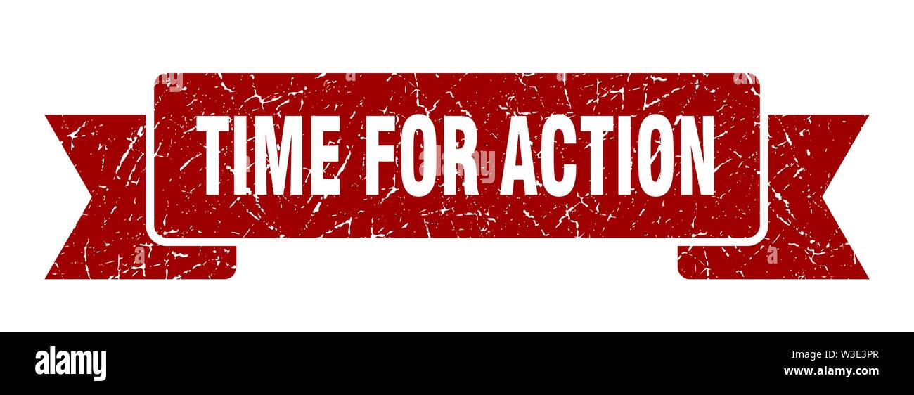 Time action ribbon label hi-res stock photography and images - Alamy