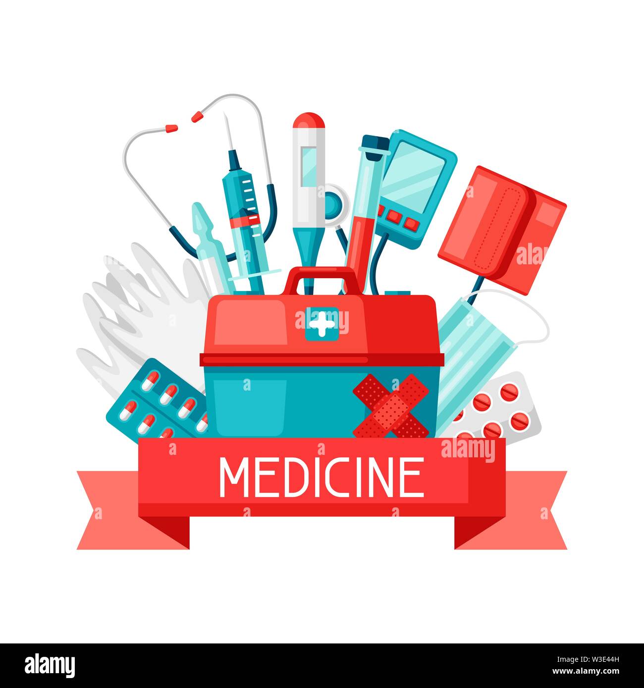 First aid kit equipment background Stock Vector Image & Art - Alamy