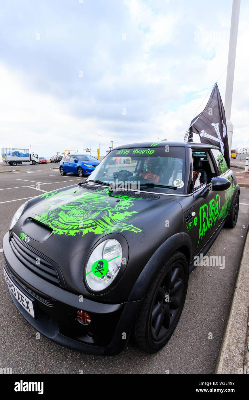 Special mini car, Dirty Gery, with a neon-green pirate livery at ...